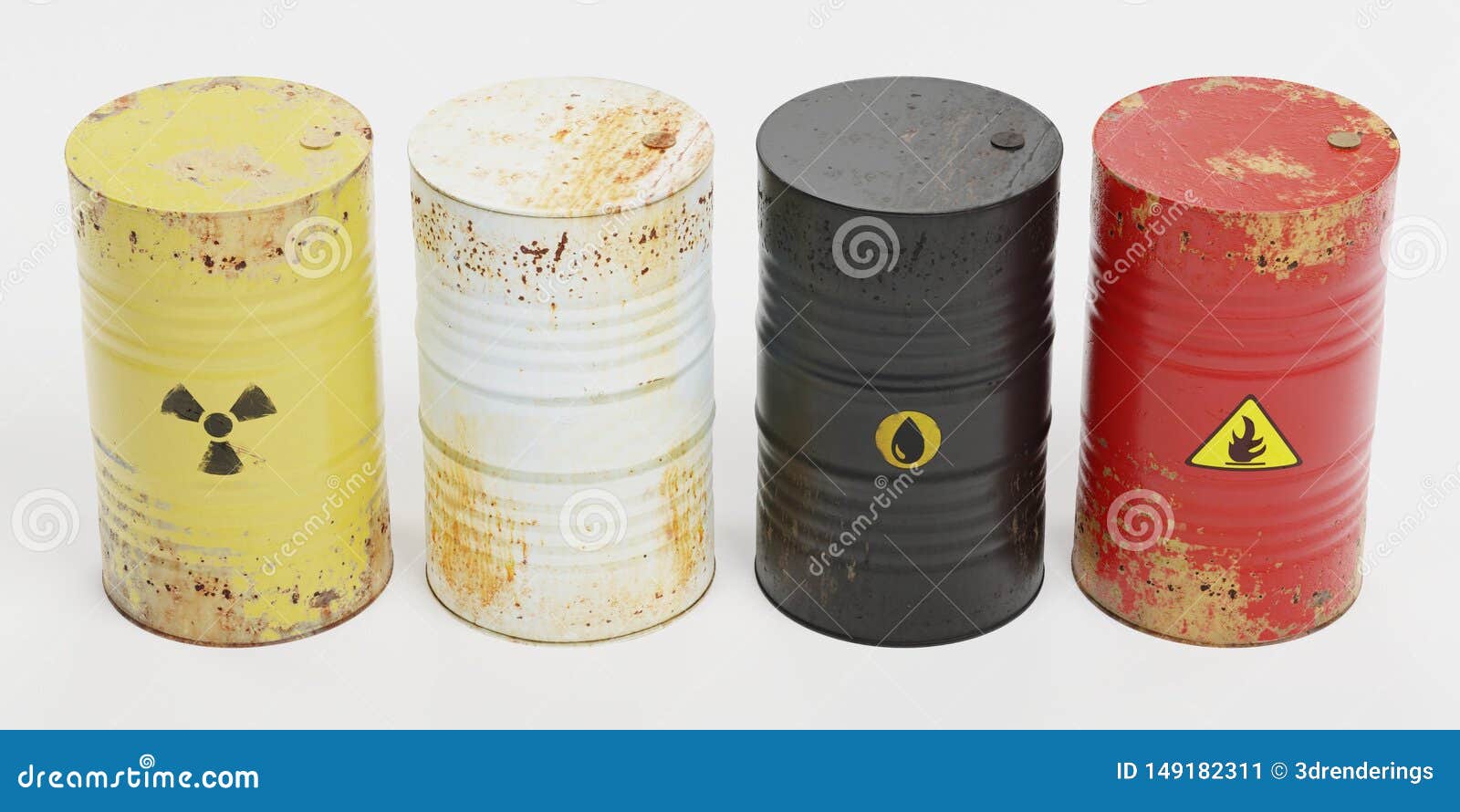 3D Render of Rusty Barrels stock illustration. Illustration of waste ...