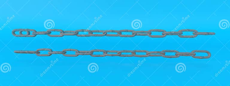 3d Render Rusty Chain Links Isolated on Blue Background Stock ...