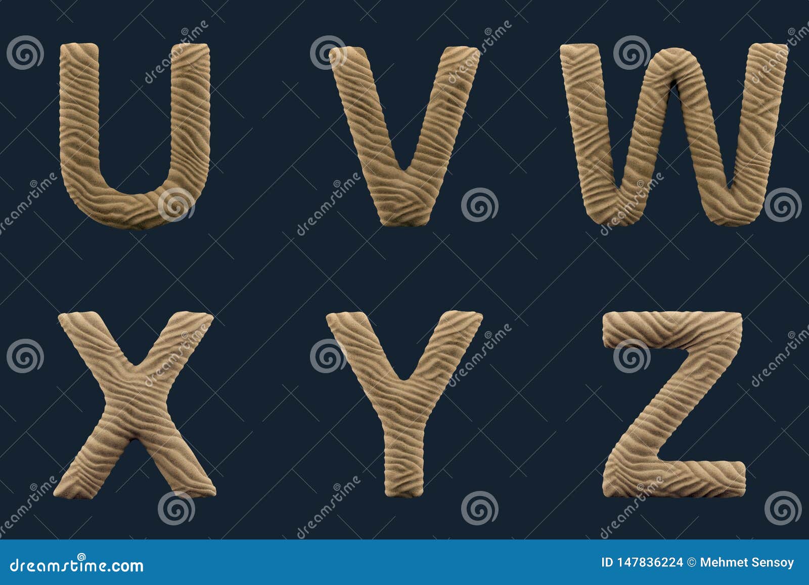3D Render of Sand Alphabet stock illustration. Illustration of number ...