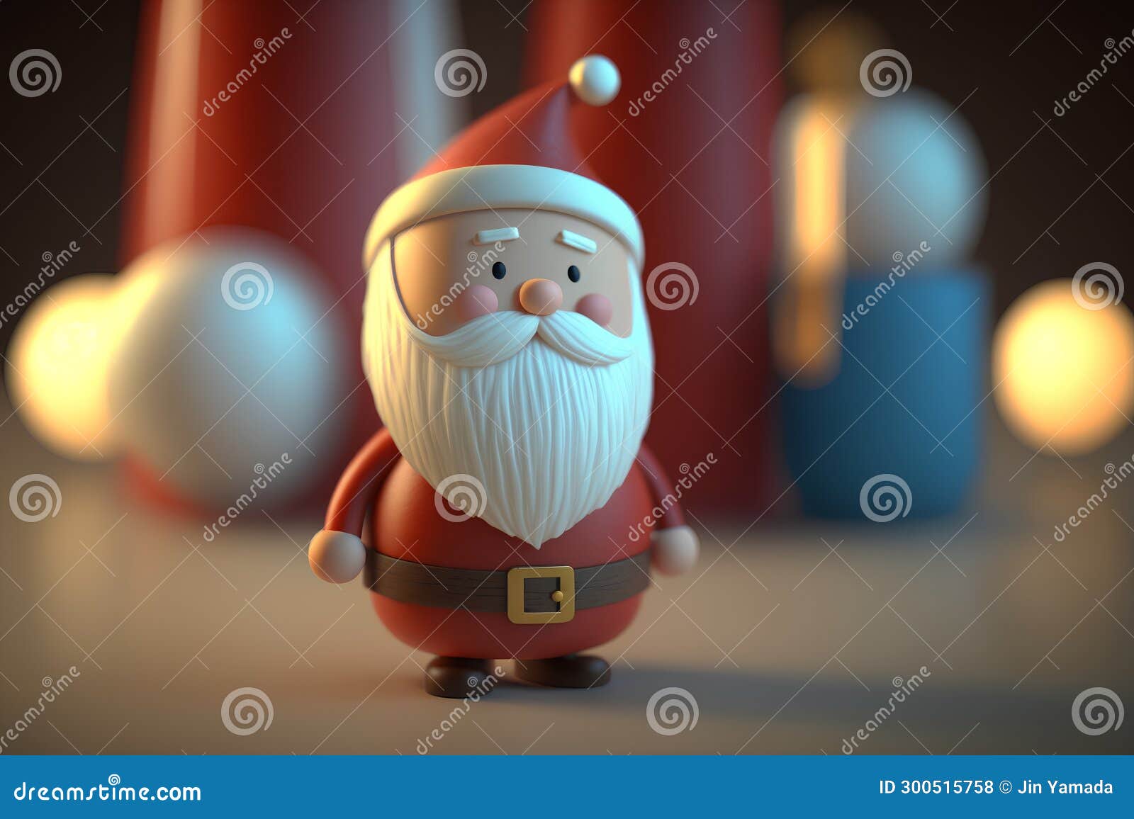 3d Render of Santa Claus with Christmas Lights in Background Stock ...