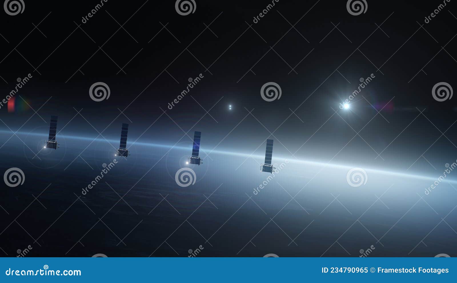 3D Render of Satellites Flying Over Planet Earth Stock Illustration ...