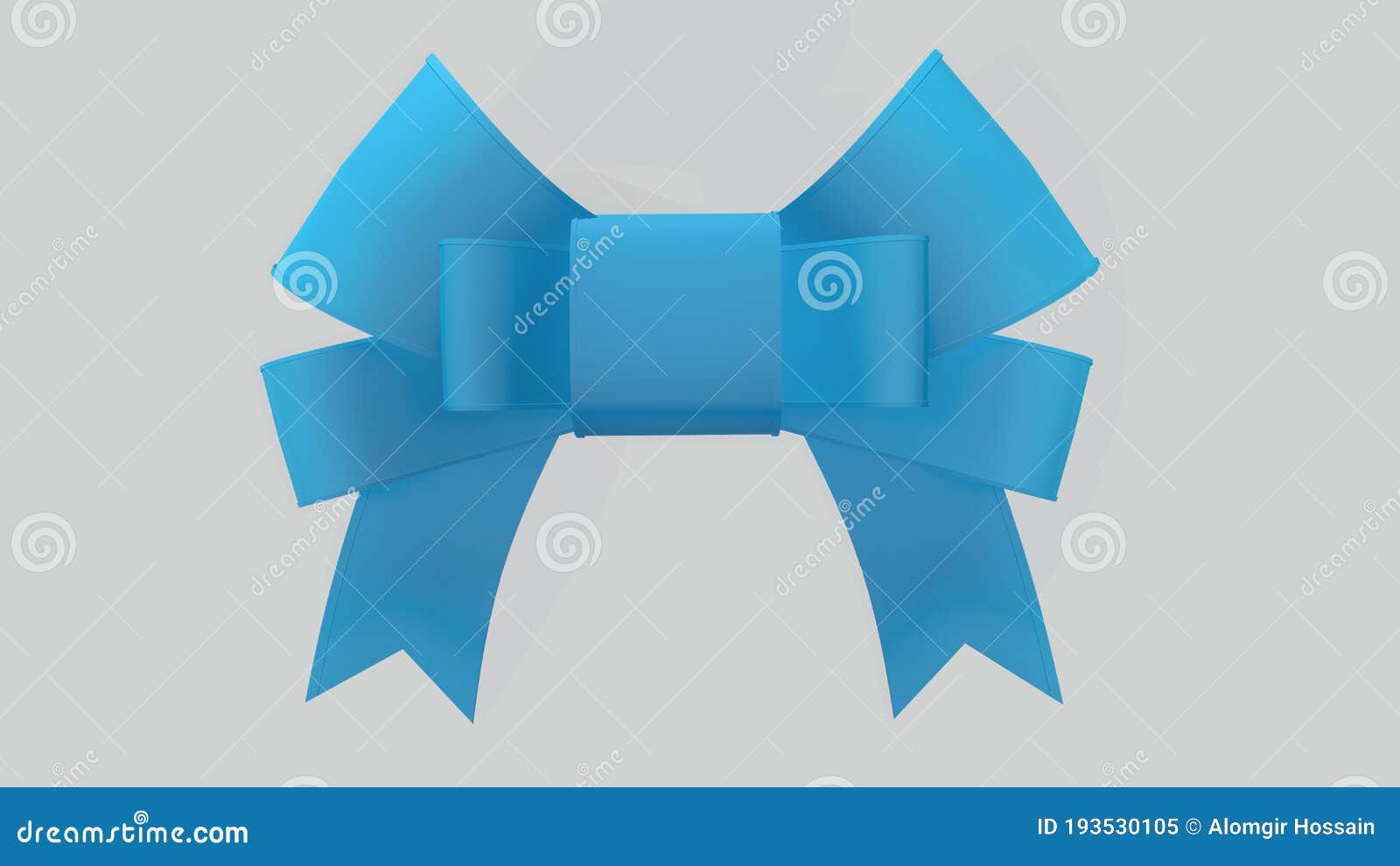 3d Render Satin Blue Ribbon on White Background Stock Illustration ...