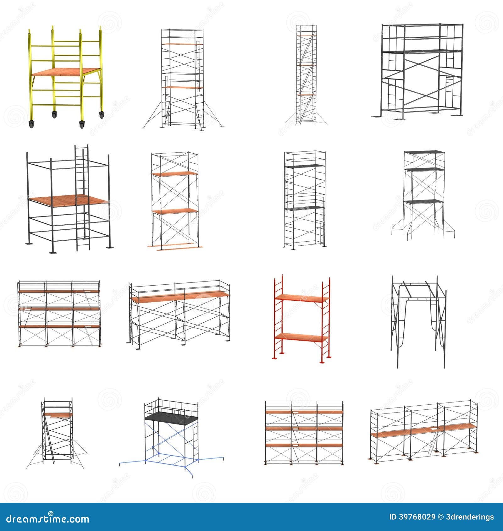 3d Render of Scaffolding Set Stock Illustration - Illustration of ...
