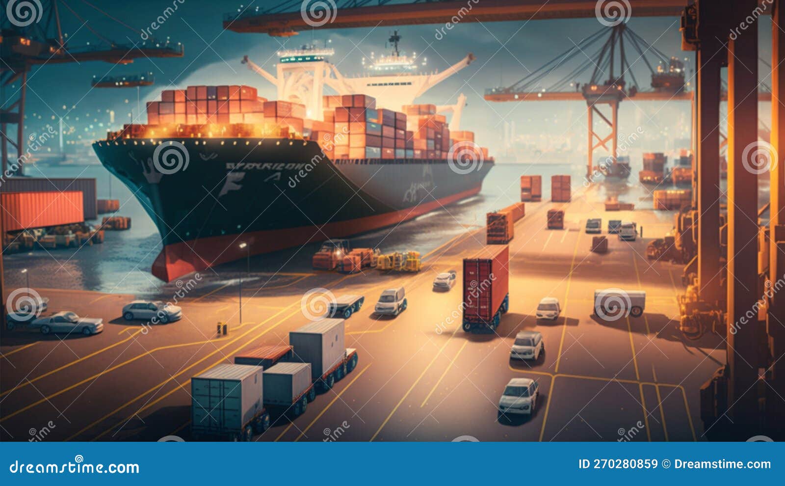 3d Render a Scene of a Container Port with a Focus on Compliance Stock ...