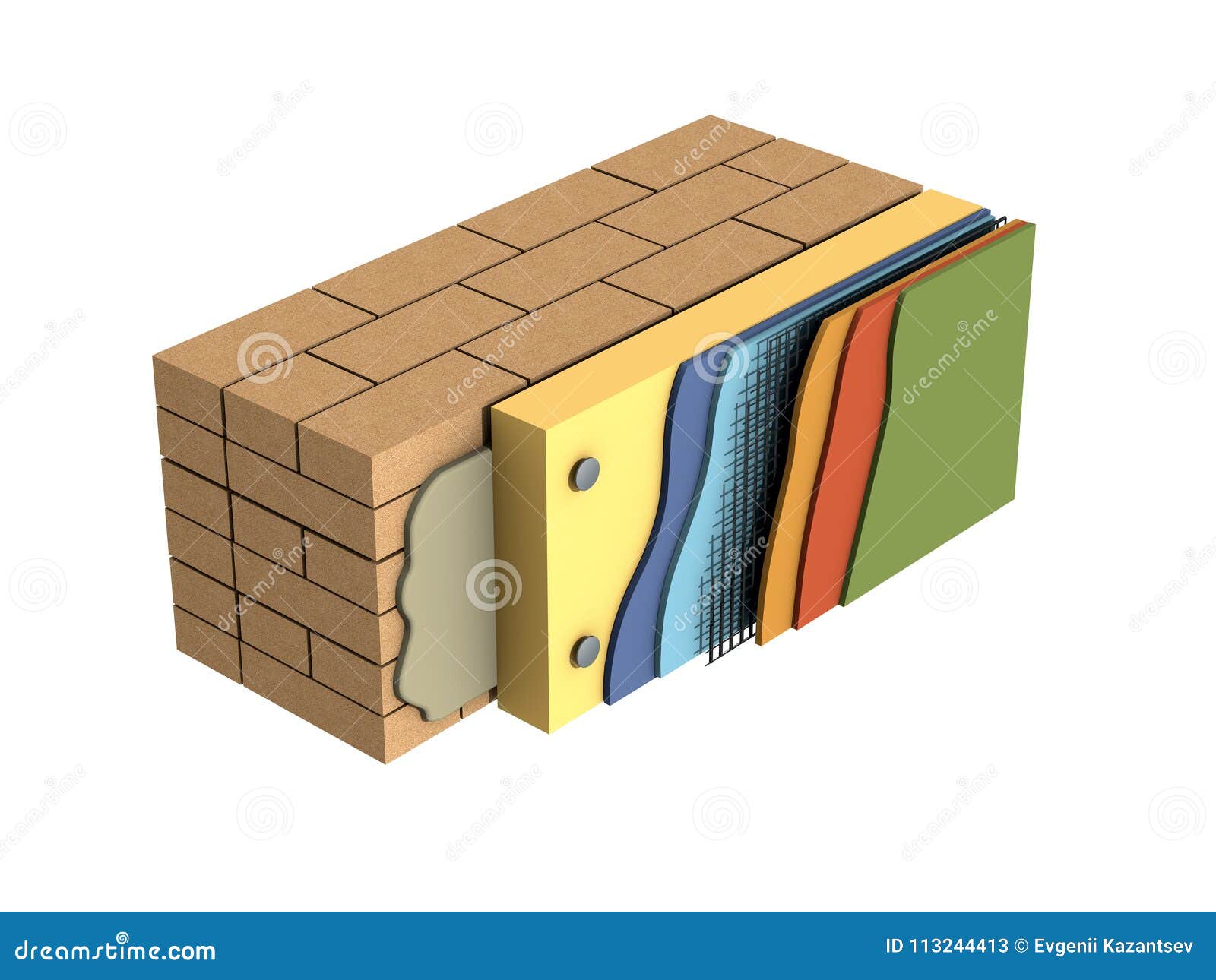 3d Render Scheme Wall Composition Stock Illustration - Illustration of ...