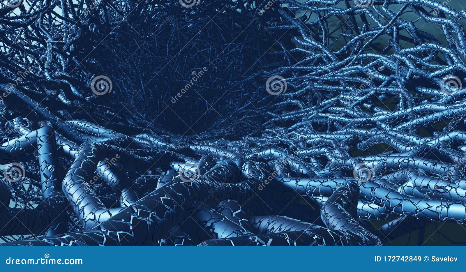 3d Render Sci-fi Background with Blue Cyber Wires Stock Image - Image ...