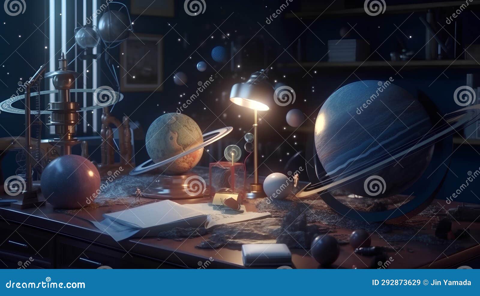 3d Render of Science Fiction Scene with Planets and Magic Objects ...