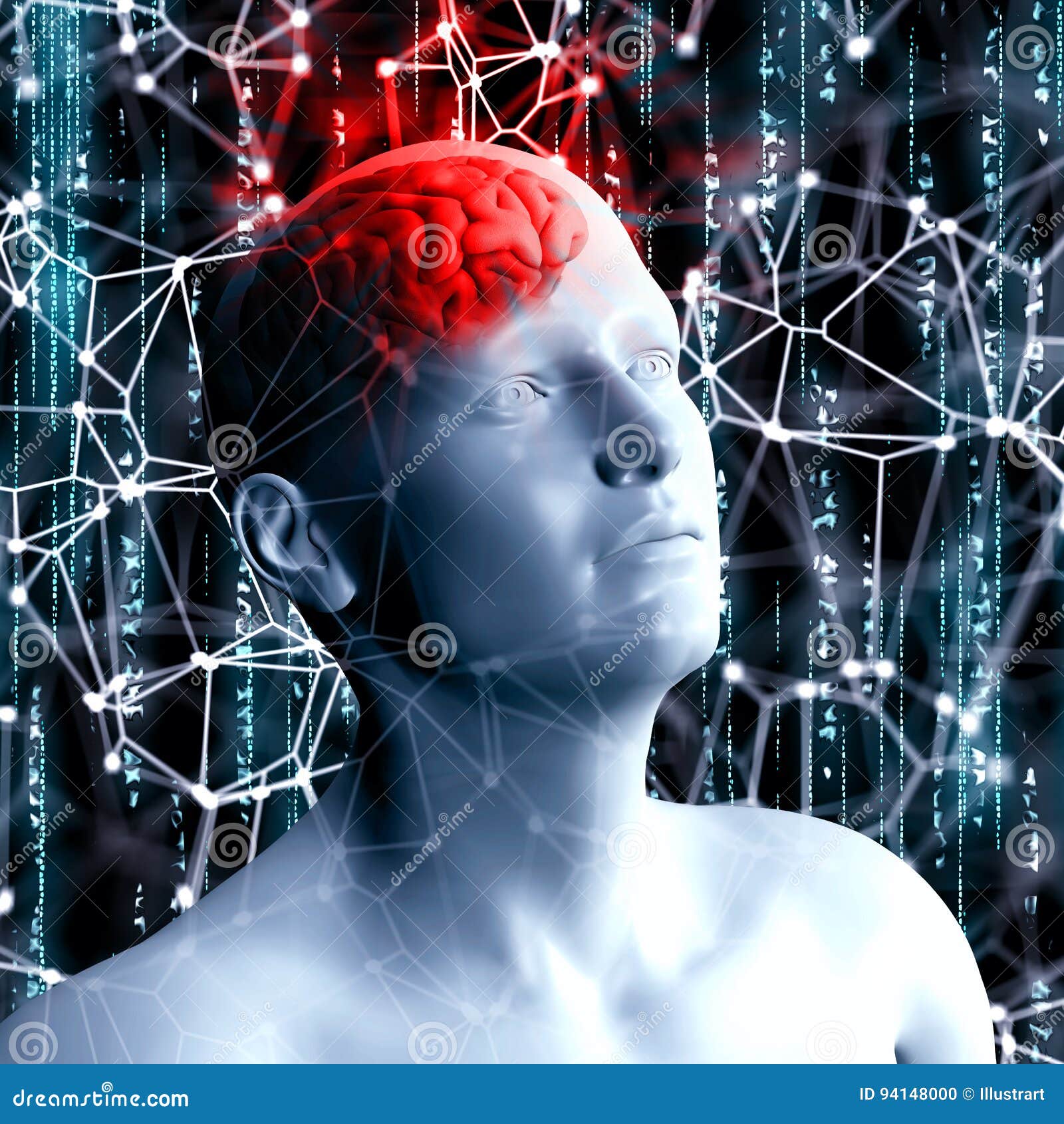 3D Render of a Science and Technology Background with Man Head W Stock ...