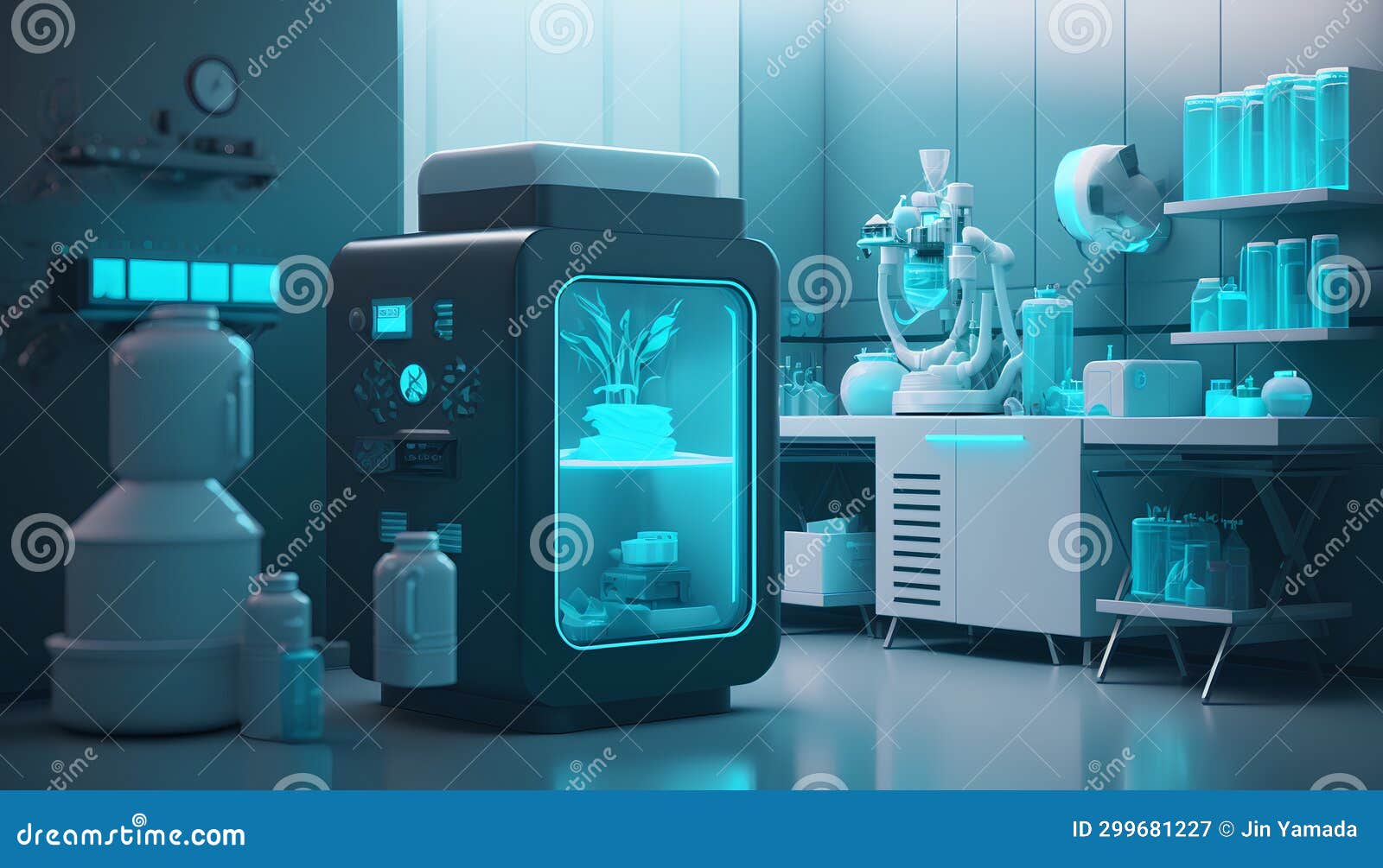 3d Render of Scientific Laboratory Equipment in Blue Toned Image. Stock ...