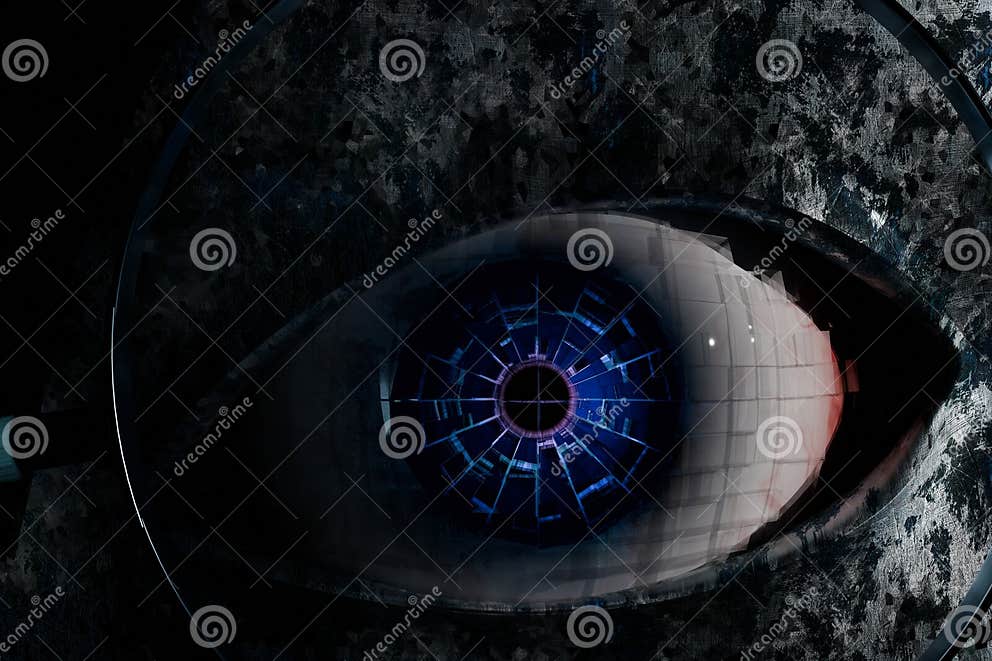 3d Render of Scifi Android Eye Stock Illustration - Illustration of ...