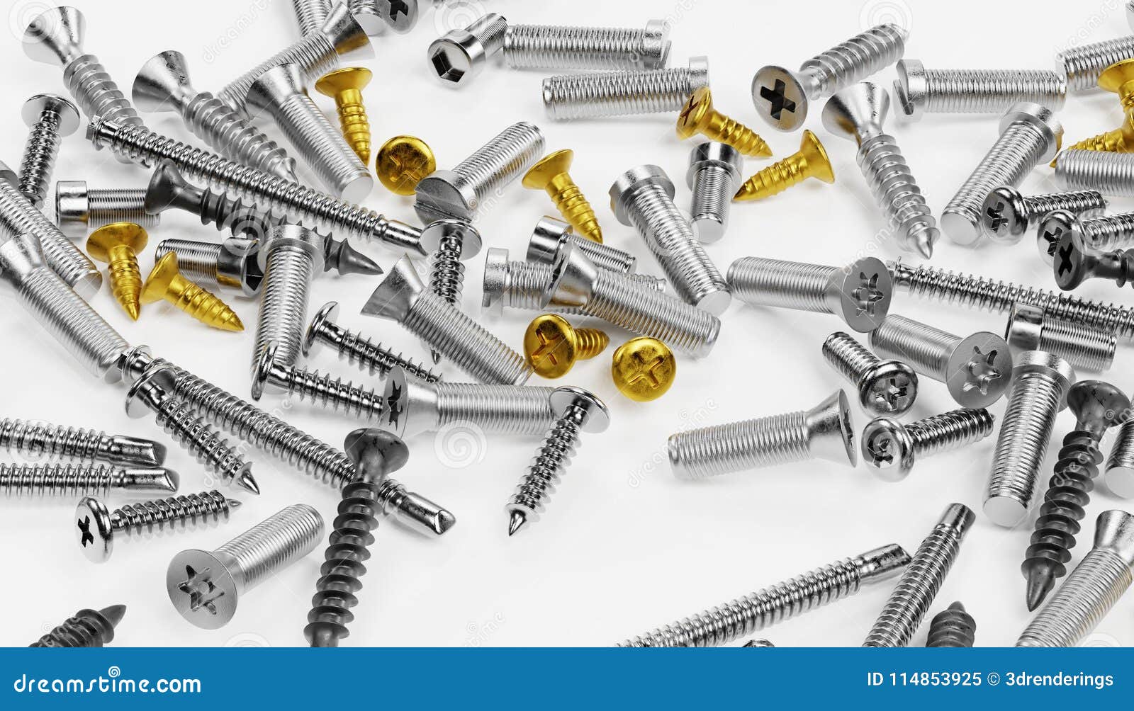 3D Render of Screws stock illustration. Illustration of crosshead ...