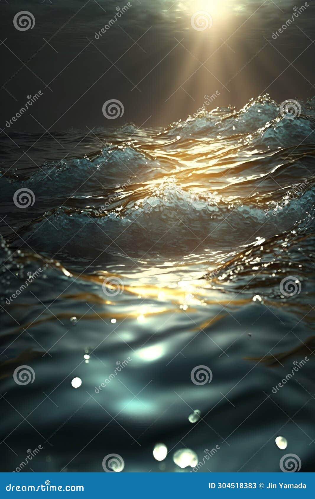 3d Render of Sea Water Surface with Waves and Sunbeams Stock ...
