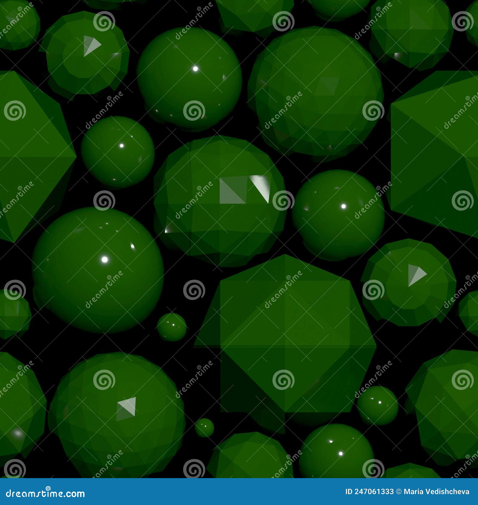3d Render Seamless Pattern with Green Geometrical Shapes Stock ...