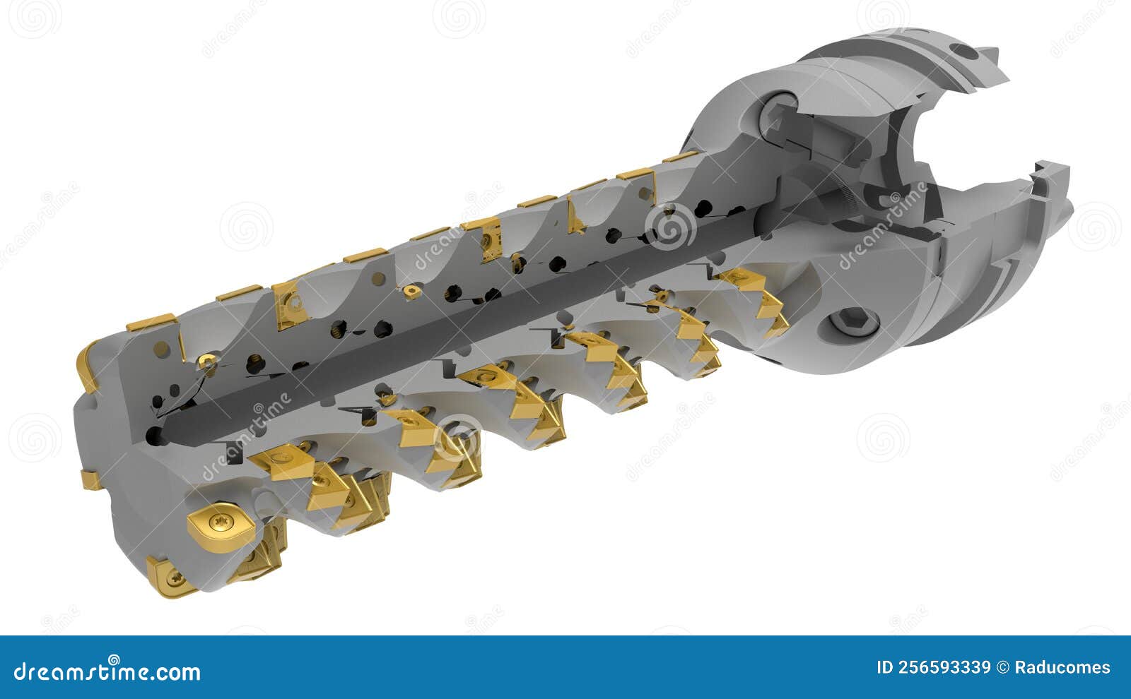 3D Render - Section Cutout of an Milling Cutter with Carbide Inserts ...