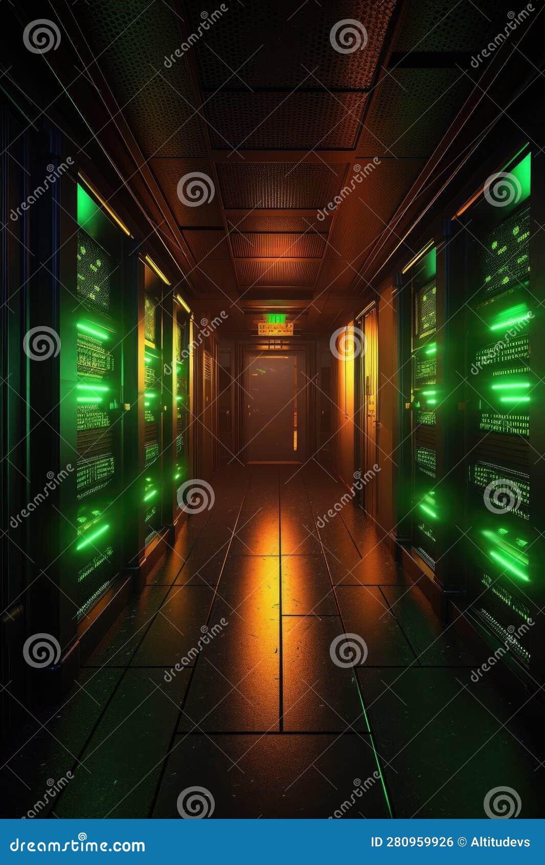 3d Render of a Secure Server Room with Glowing Lights Stock ...
