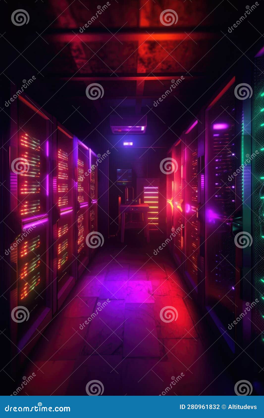 3d Render of a Secure Server Room with Glowing Lights Stock ...