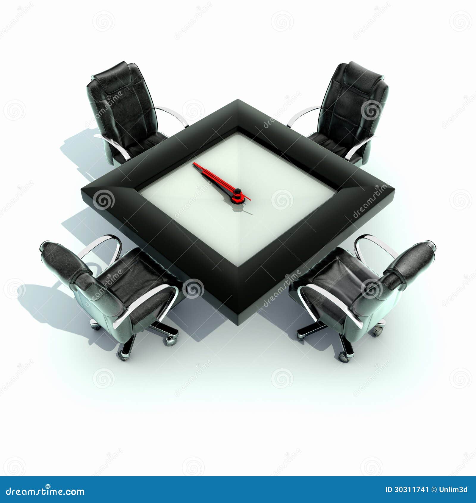 Meeting Time - Table with a Large Clock Stock Illustration ...