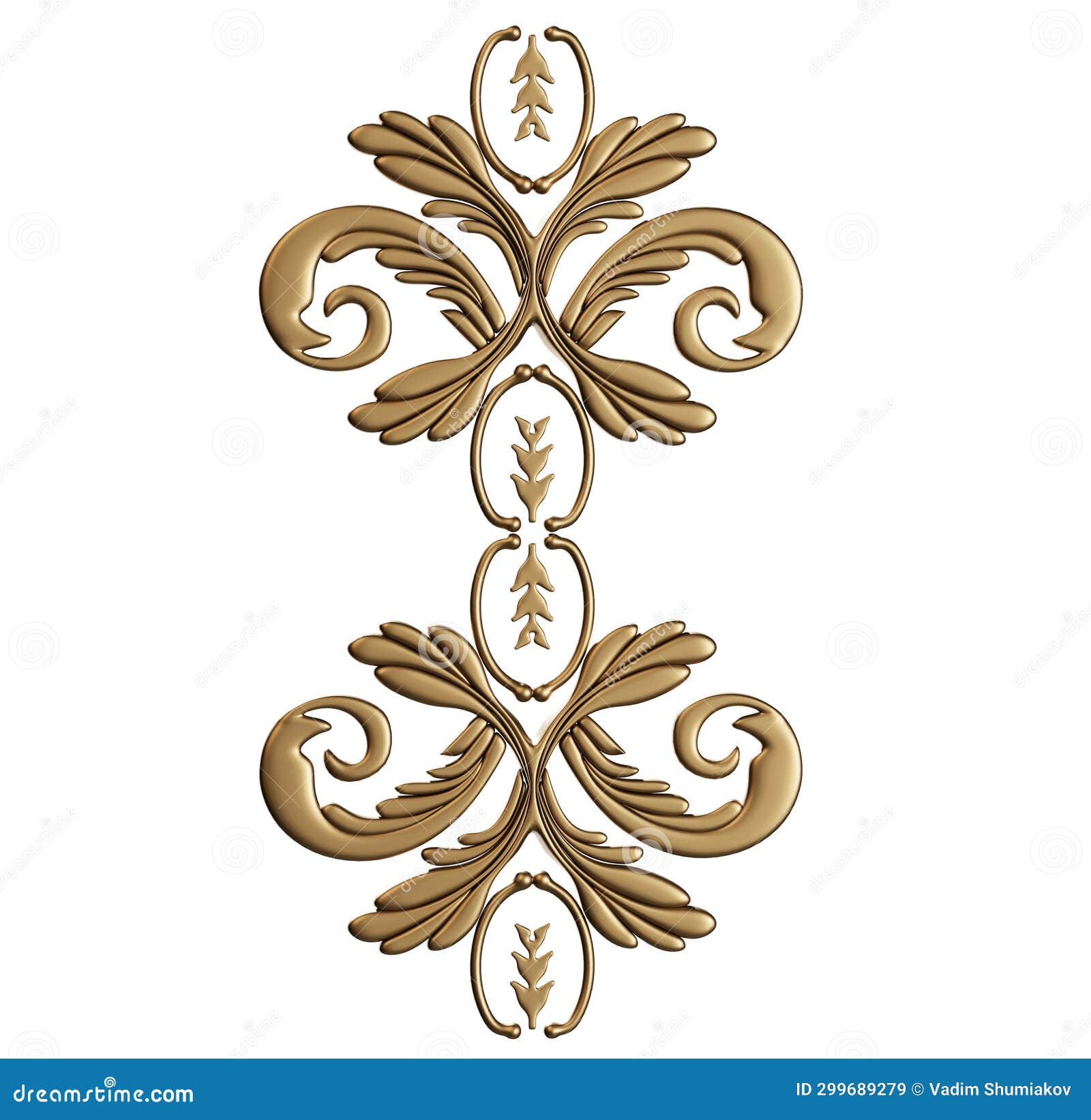 3d Render Set of an Ancient Gold Ornament Stock Illustration ...