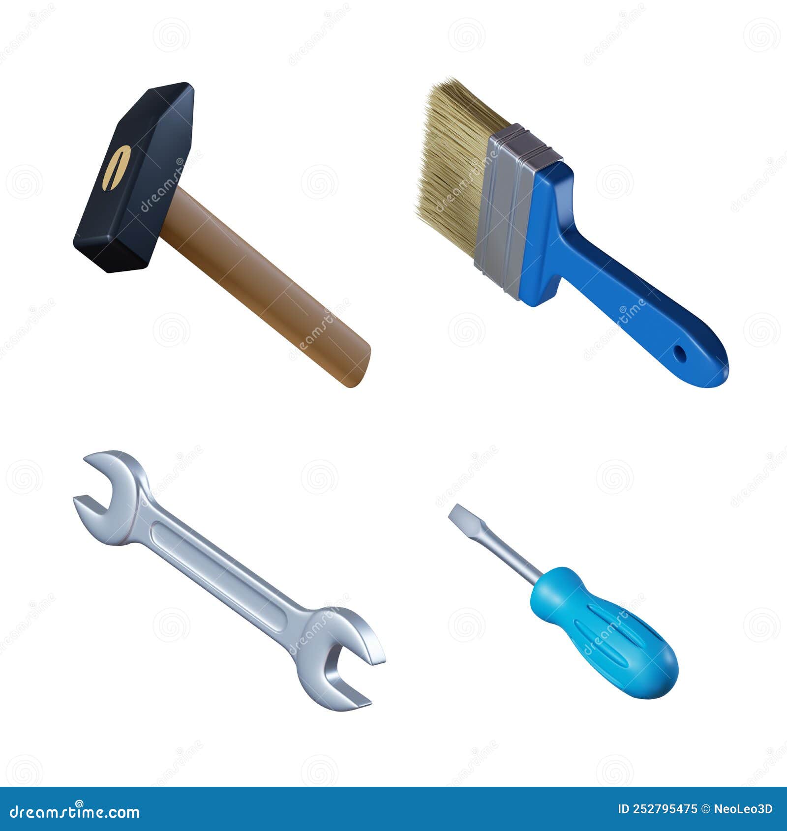 3d Render, Set of Assorted Building Tools. Construction and Renovation ...