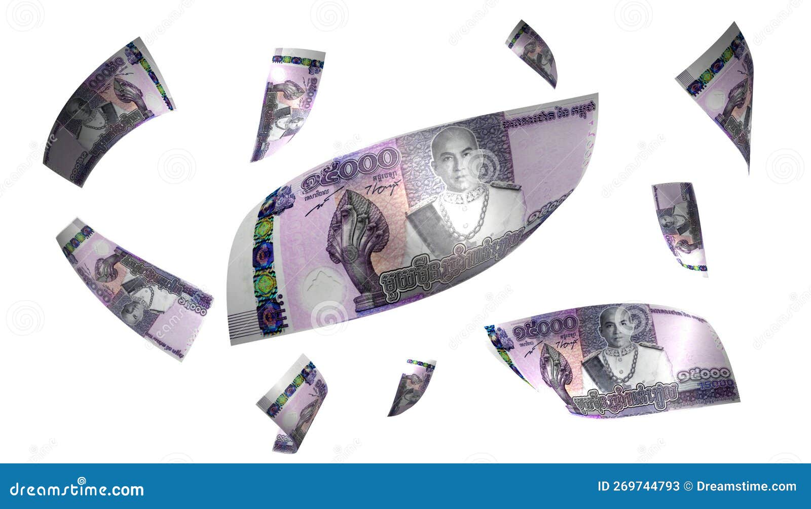 Riels Money. Riels Banknotes. 1000 KHR Khmer Bills. 3d Illustration ...