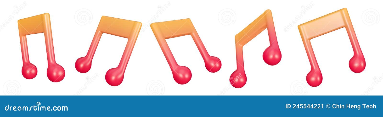 3d Render Set of Music Notes Isolated on White Background. Musical ...