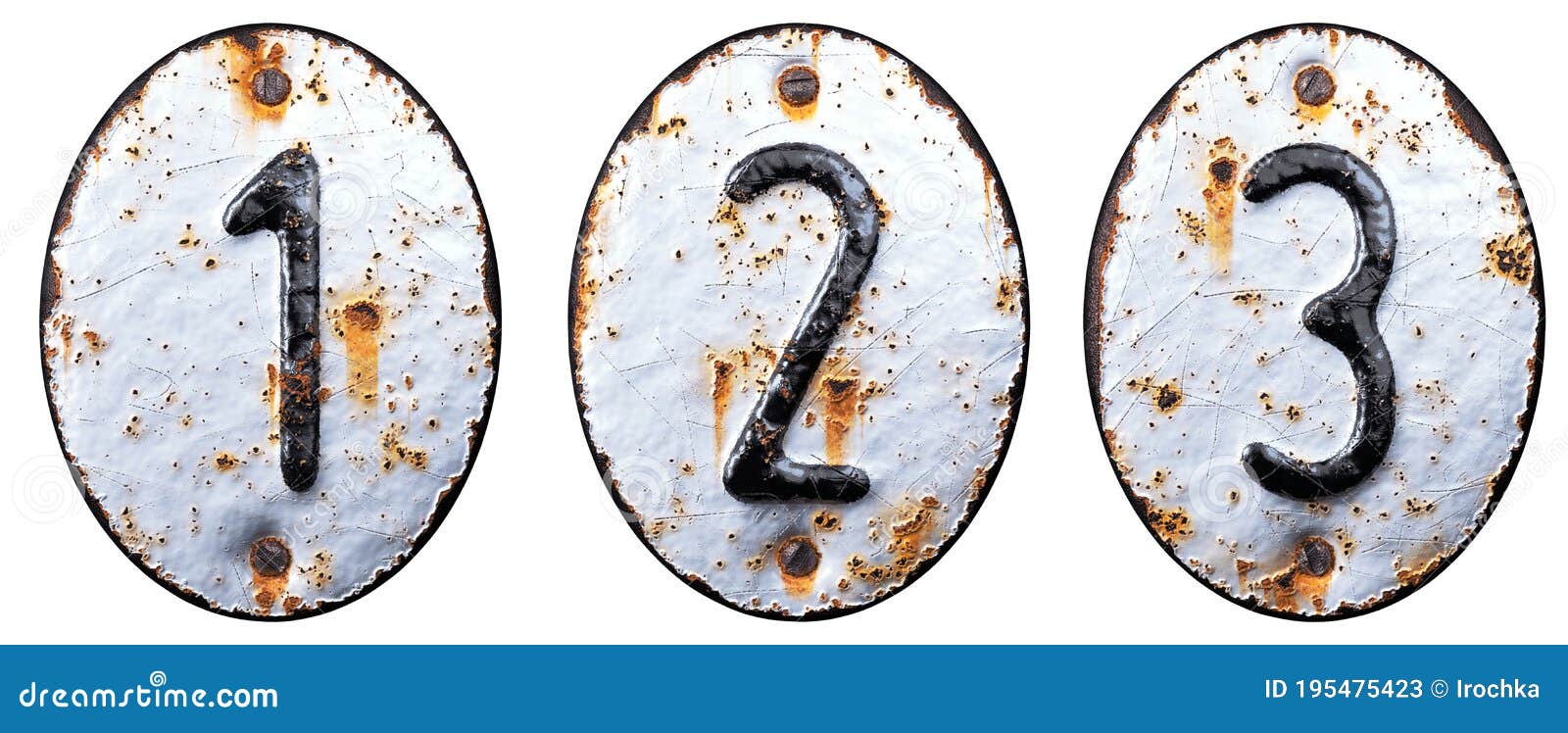 3D Render Set Of Numbers 1, 2, 3 Made Of Forged Metal On The Background ...