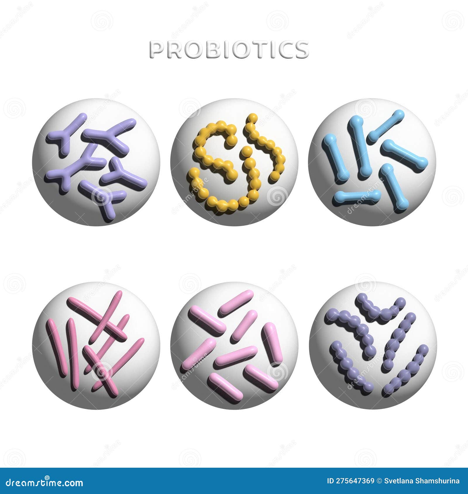 3d Render Set of 3d Render Probiotic Bacteria Bulgaricus, Lactobacillus ...