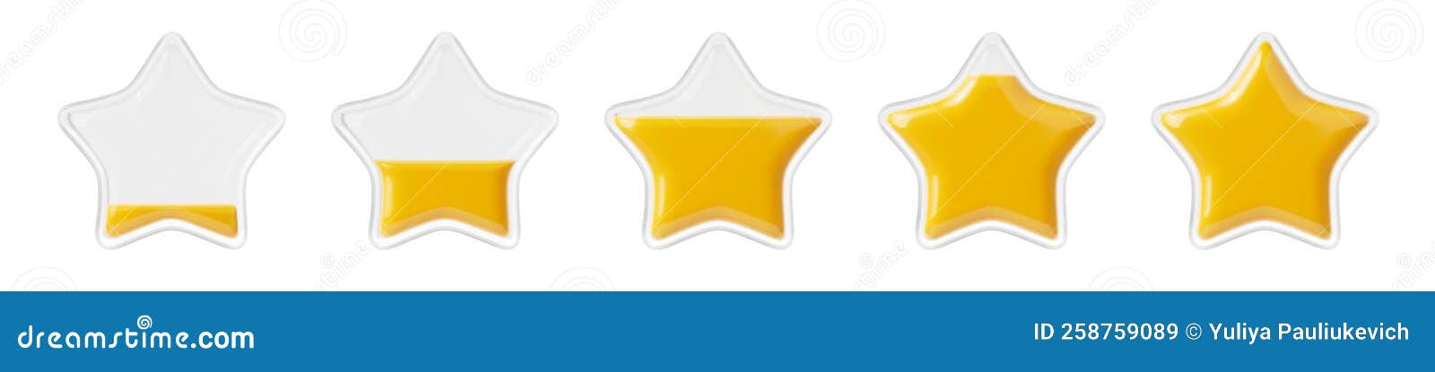 3D Render Set of Rating Stars Isolated on White Stock Illustration ...