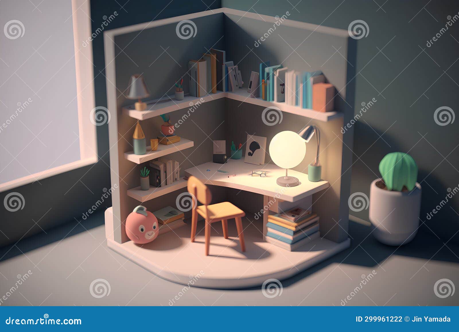 3d Render of a Shelf with Books and Other Objects in the Room Stock ...