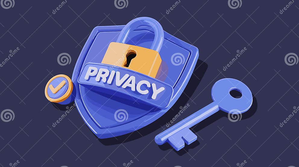 3d Render Shield with Padlock and Tick Sign. Concept of Privacy, Good ...