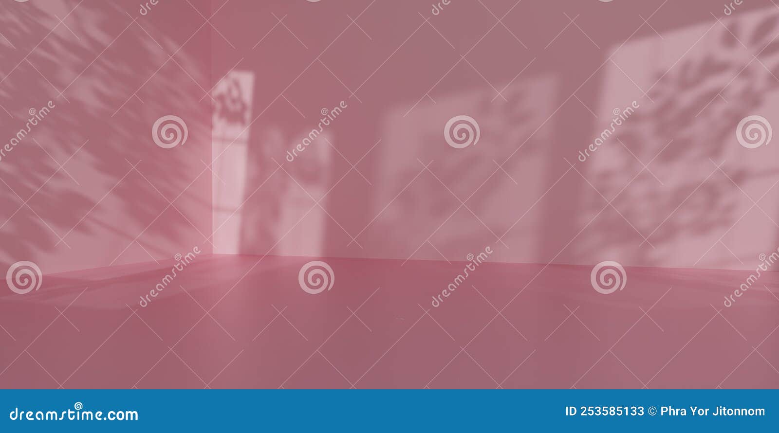 3D Render Shiny Pink Empty Room with Light and Shadow on Studio ...