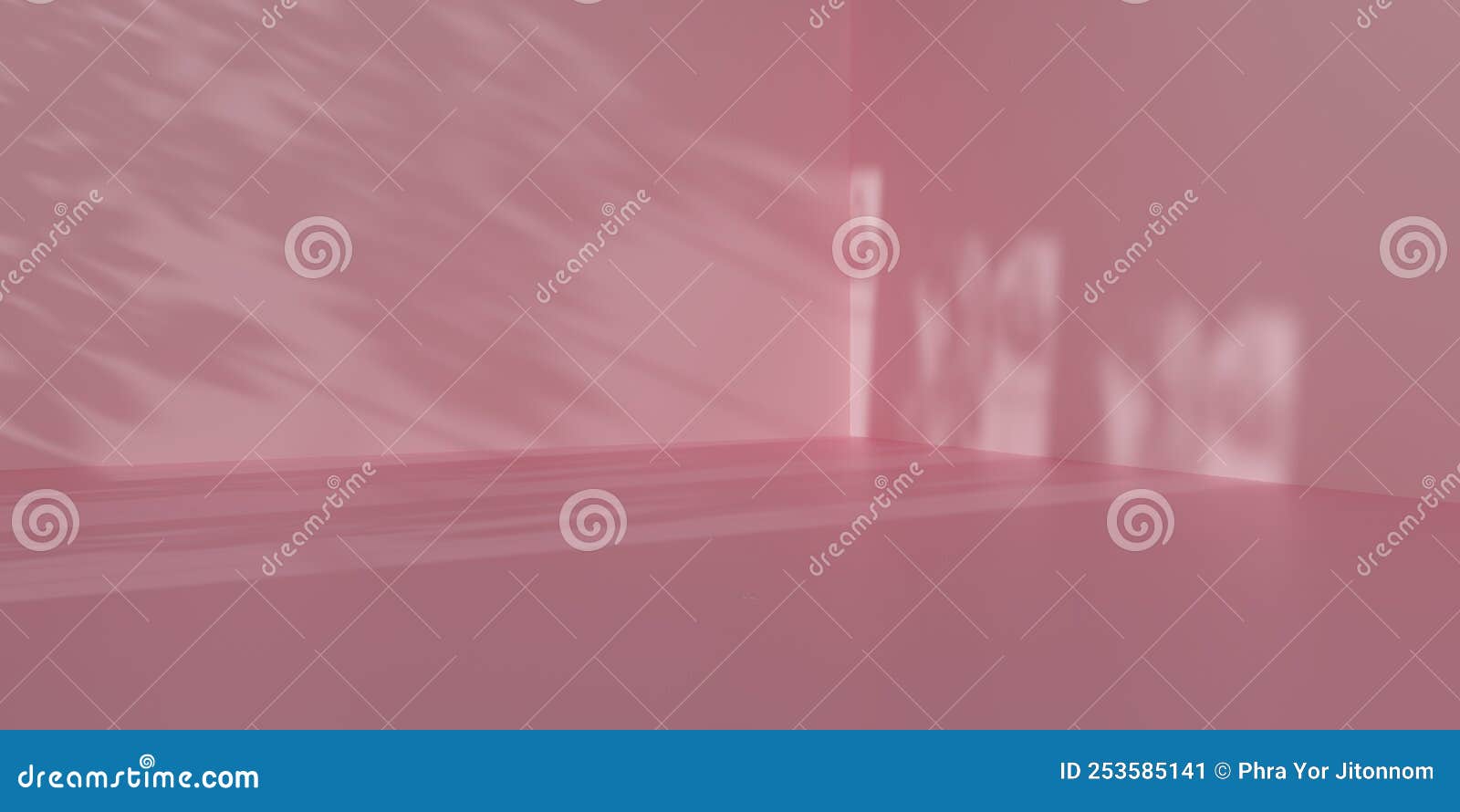 3D Render Shiny Pink Empty Room with Light and Shadow on Studio ...