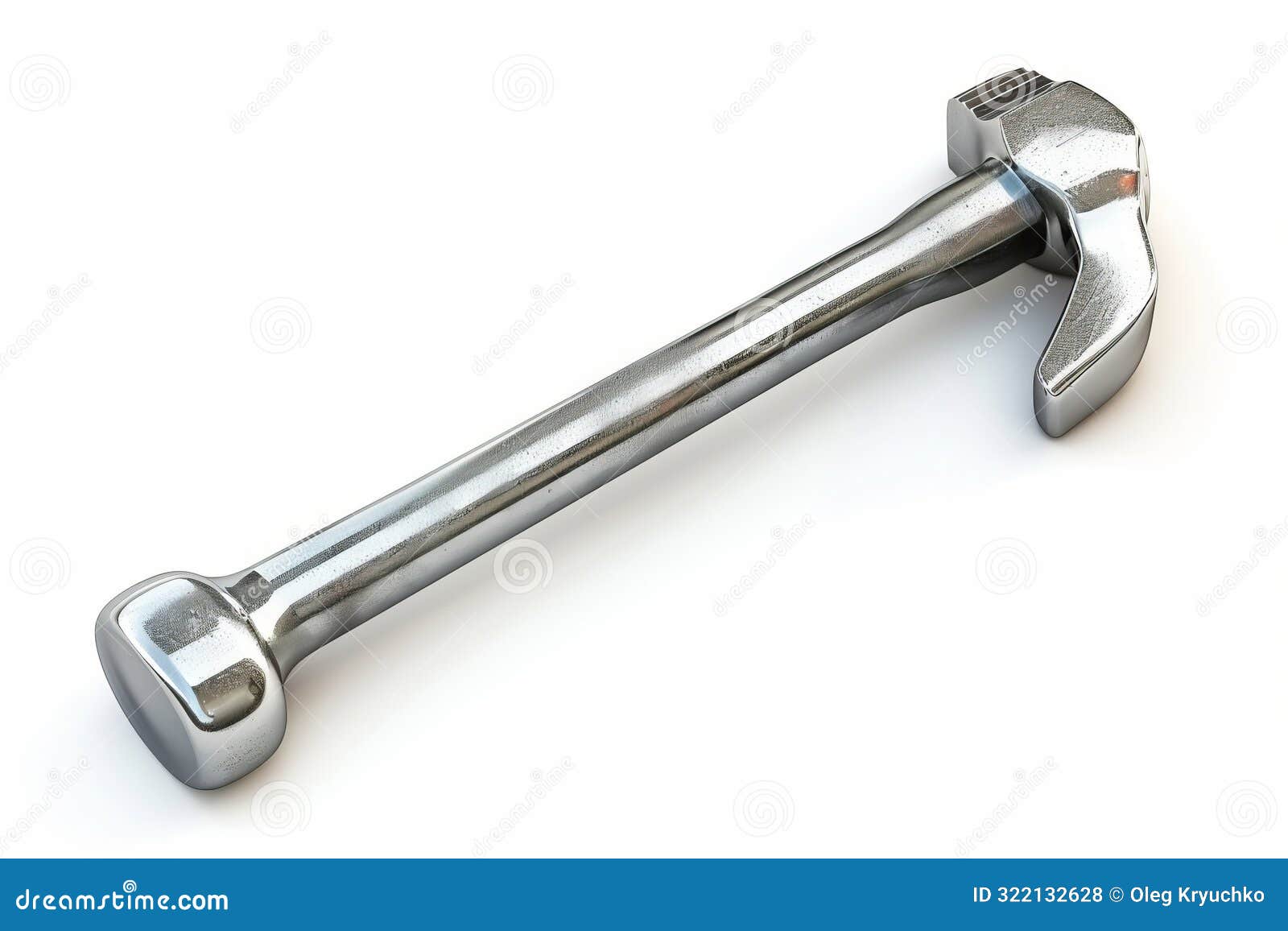 3D Render of a Shiny Silver Hammer Tool. Two-sided Design with a Flat ...
