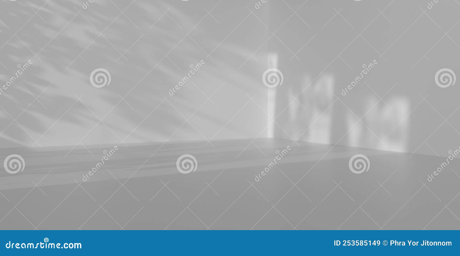 3D Render Shiny White Empty Room with Light and Shadow on Studio ...