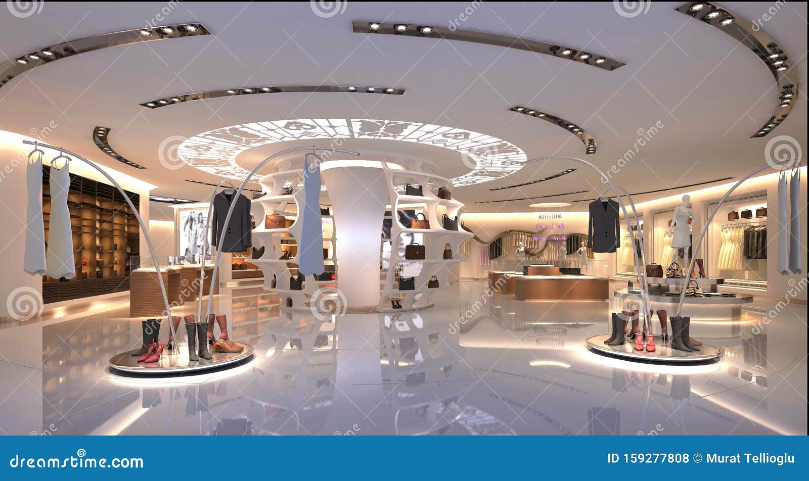 3d render of shop interior stock illustration. Illustration of fashion ...