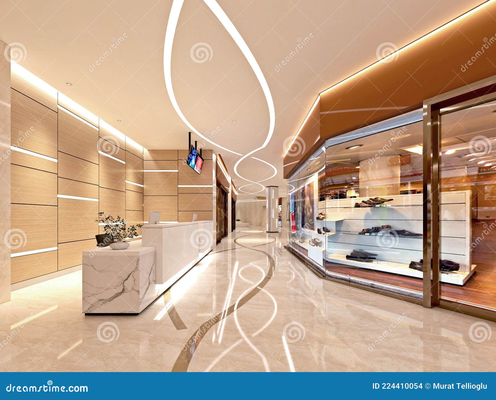 3d render of shopping mall stock illustration. Illustration of modern ...