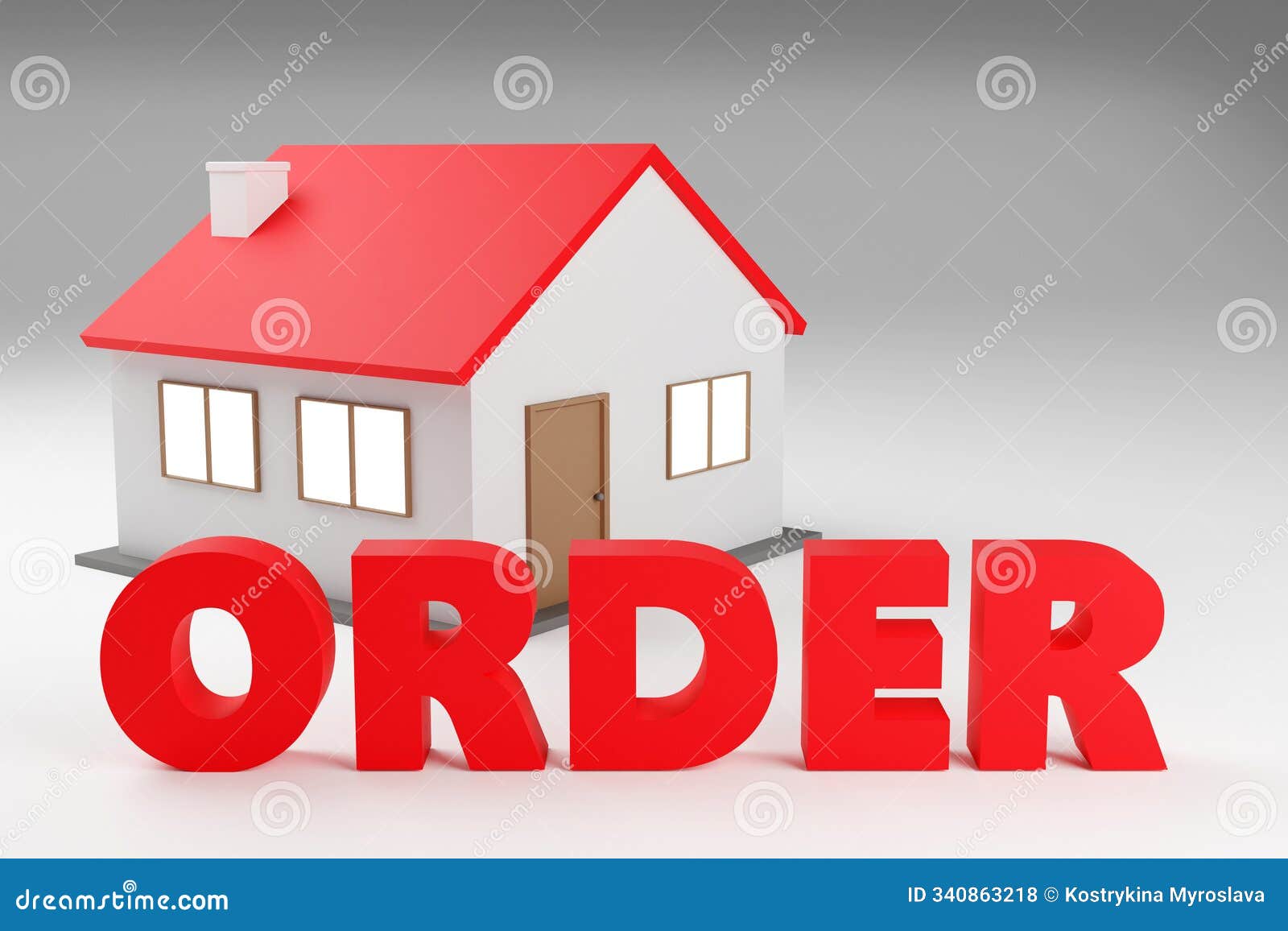 3d Render Sign Order Red Text and Grey Background. Simple Minimalism ...