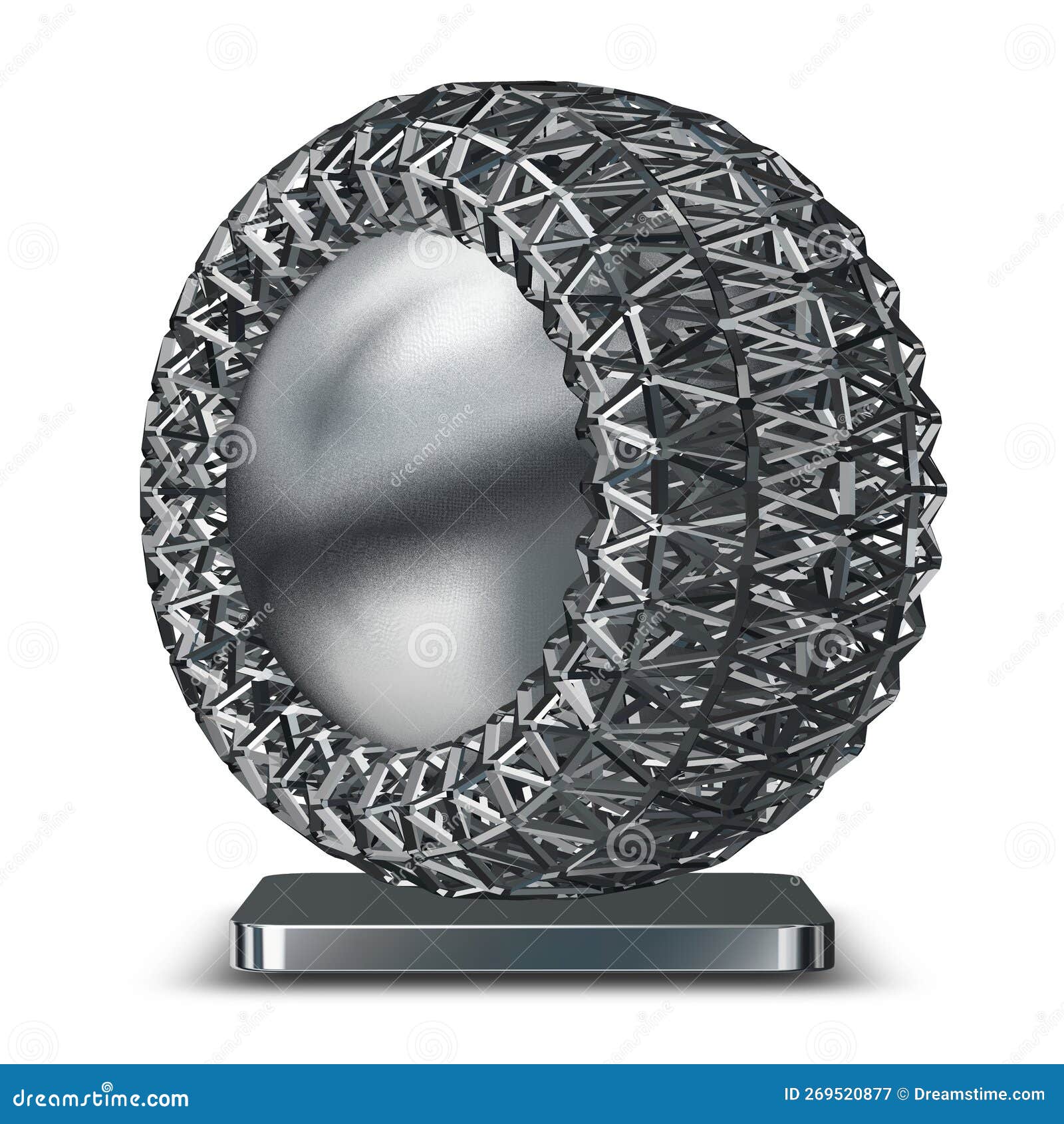 3D Render, Silver Shape, Background, Unique Design, Geometric Figure ...