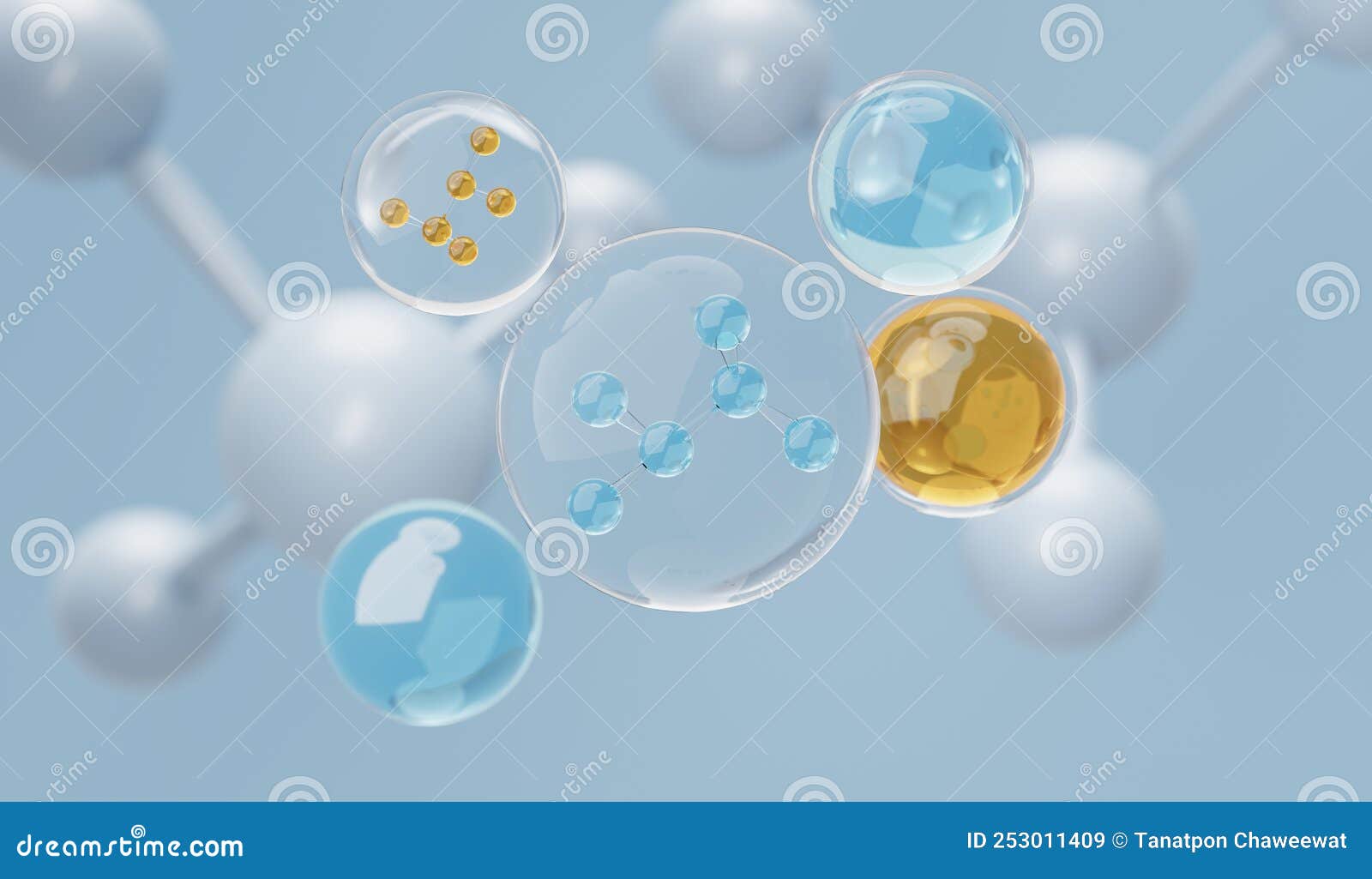 3d Render of Simple Chemical Bond in Side Cell or Molecules. the ...