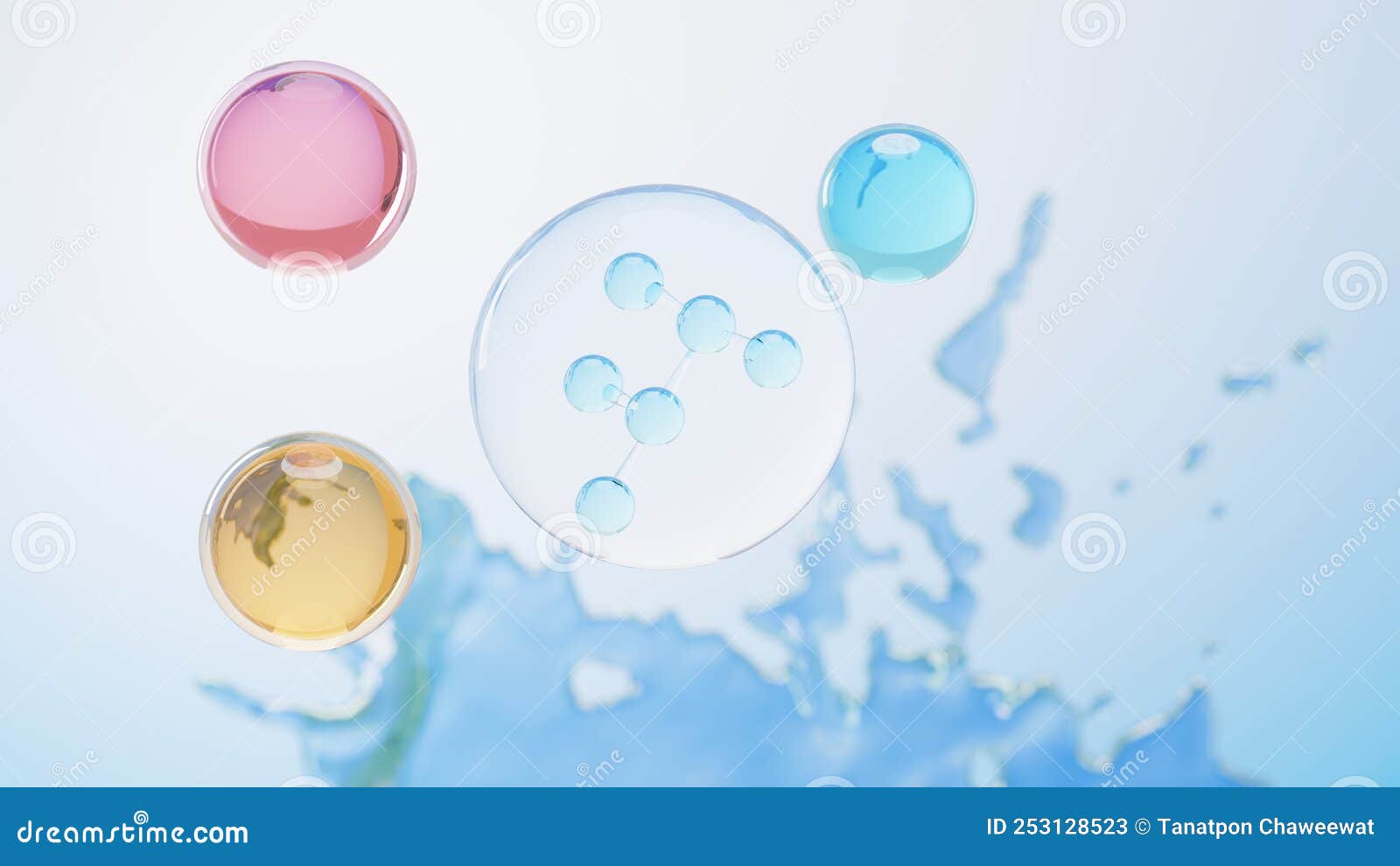 3d Render of Simple Chemical Bond in Side Cell or Molecules. the ...