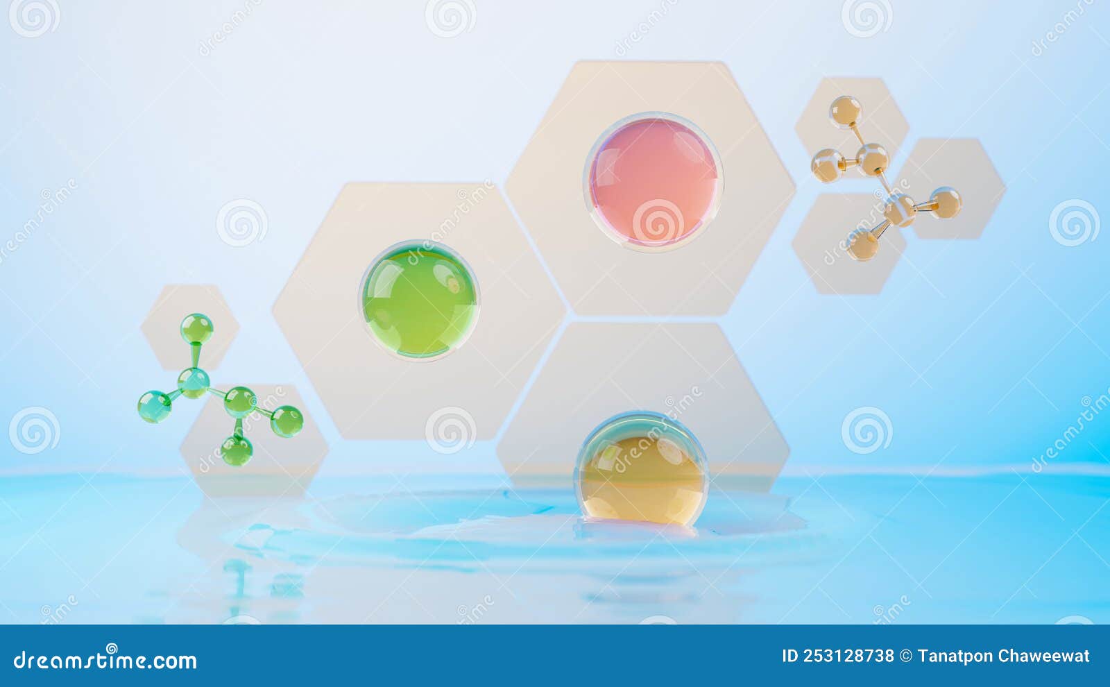 3d Render of Simple Chemical Bond in Side Cell or Molecules. the ...