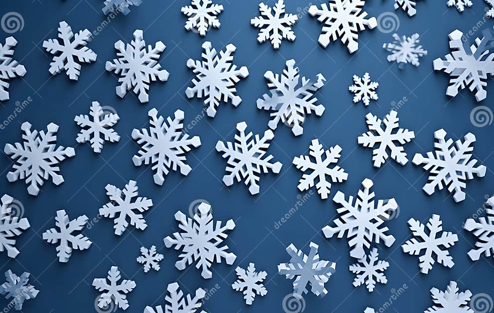 3D Rendered Seamless White Snowflake Pattern on Blue Stock Illustration ...