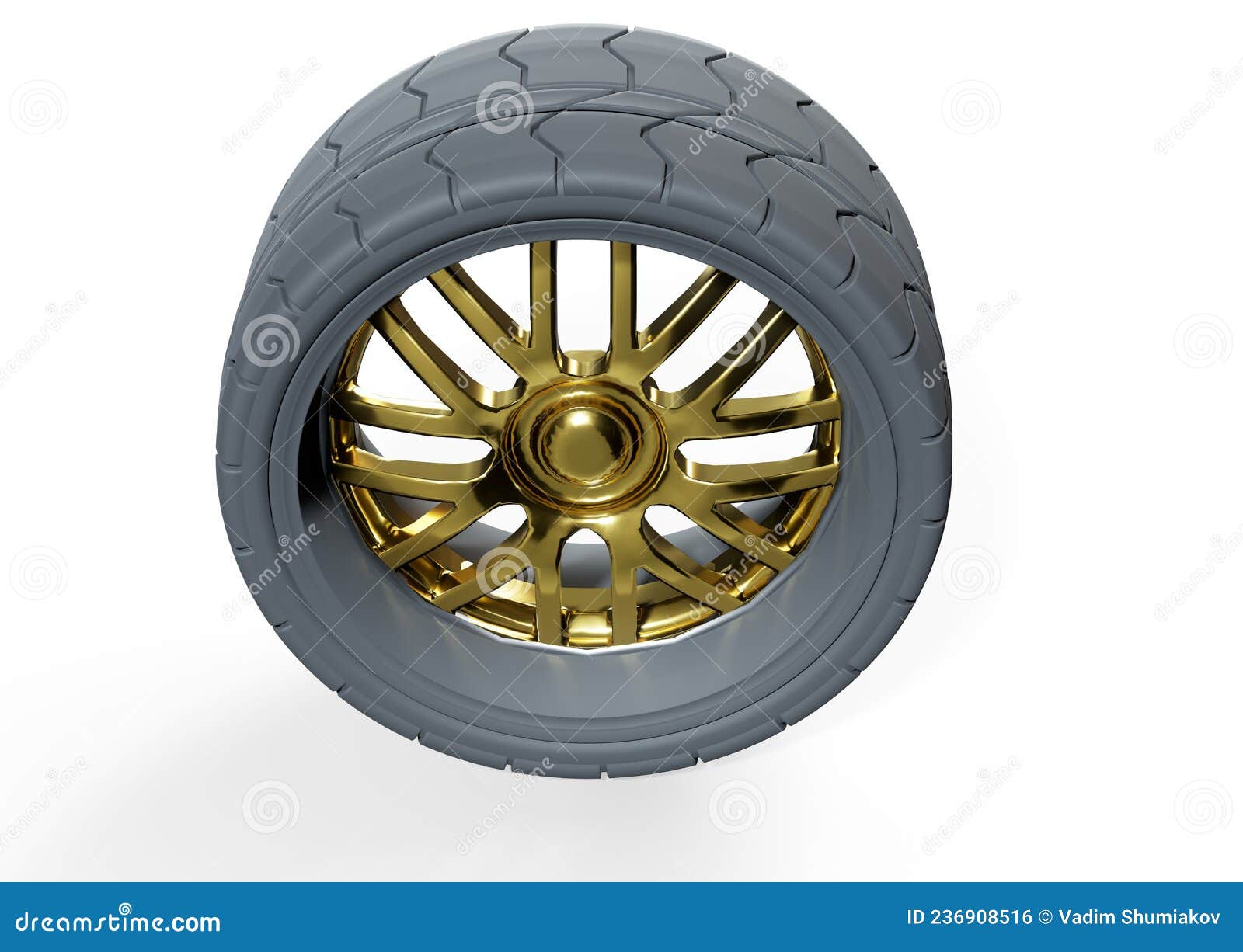 3d Render of a Single Car Tire on a White Background Stock Illustration ...