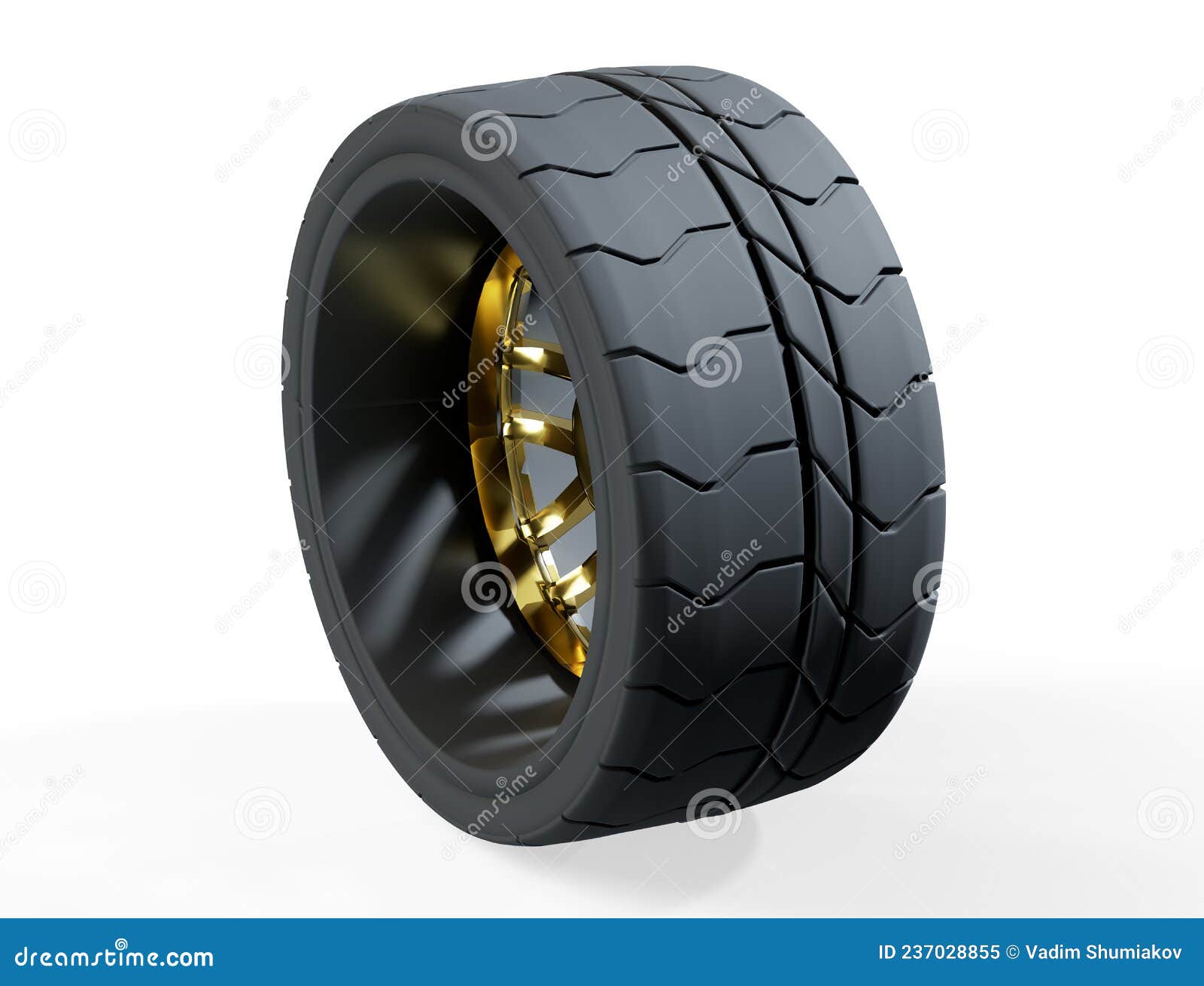 3d Render of a Single Car Tire on a White Background Stock Illustration ...