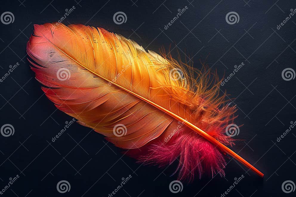 3D Render of a Single Feather on a Black Background, Close-up Stock ...