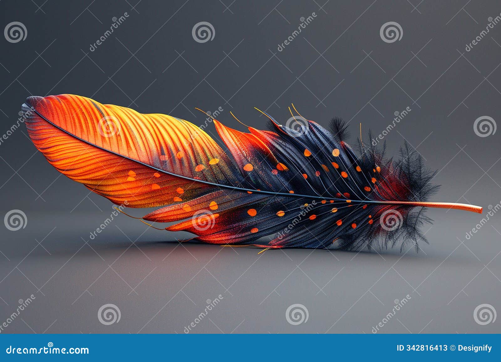 3D Render of a Single Feather, Floating in the Air, Side View, Isolated ...