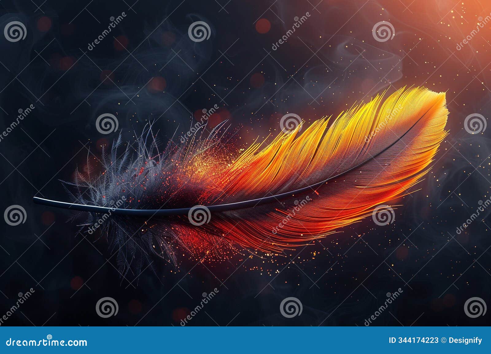 3D Render of a Single Feather, Floating in the Air, Side View, Isolated ...