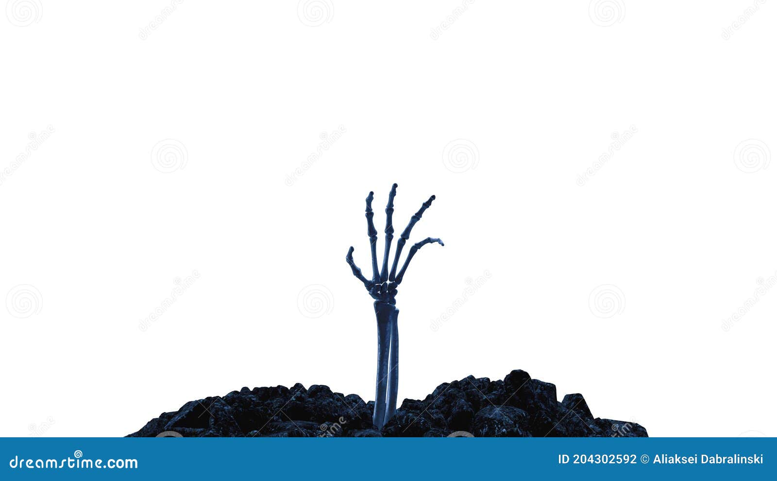 3d Render Skeleton Hand Hand Crawling Out of the Ground Stock ...