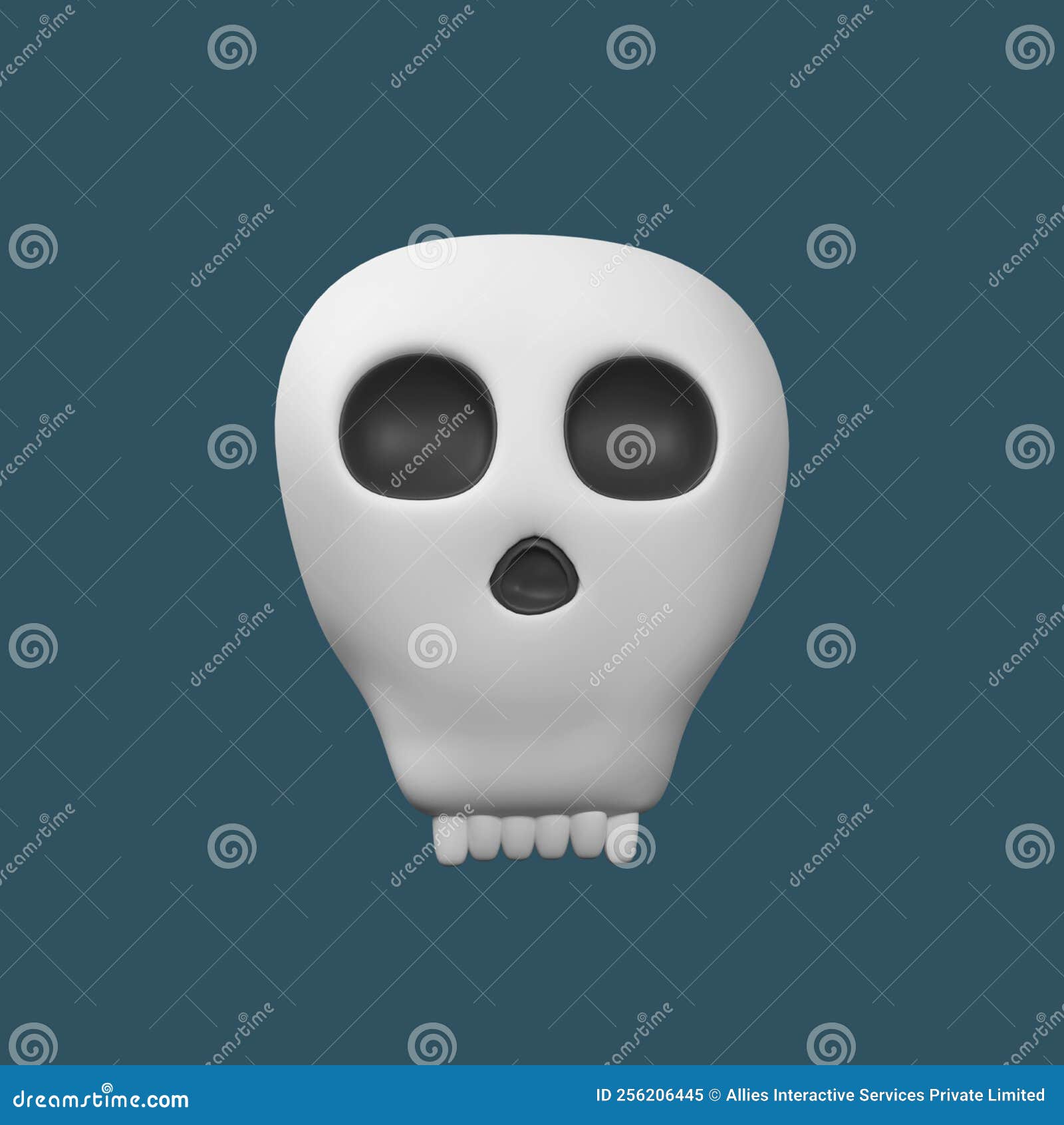 3D Render of Skull Element on Blue Stock Illustration - Illustration of ...