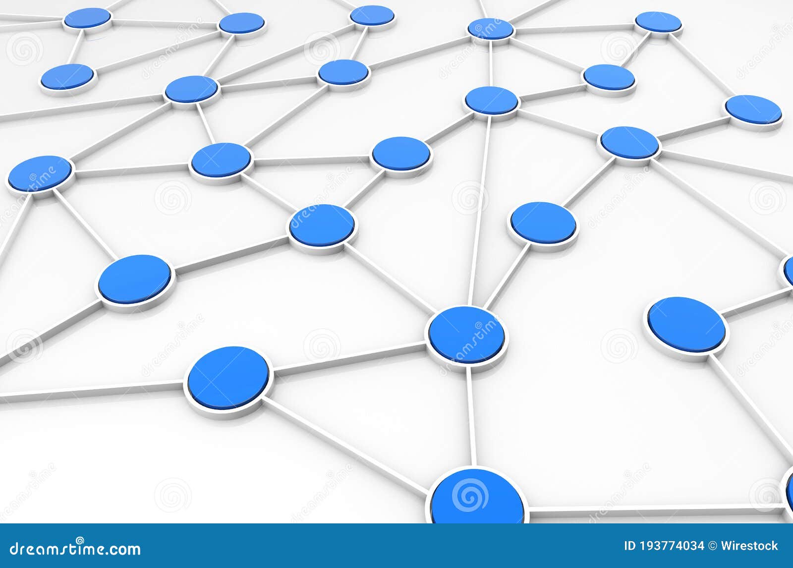 3d Render of Small Blue Circles Connected To Each Other on a White ...